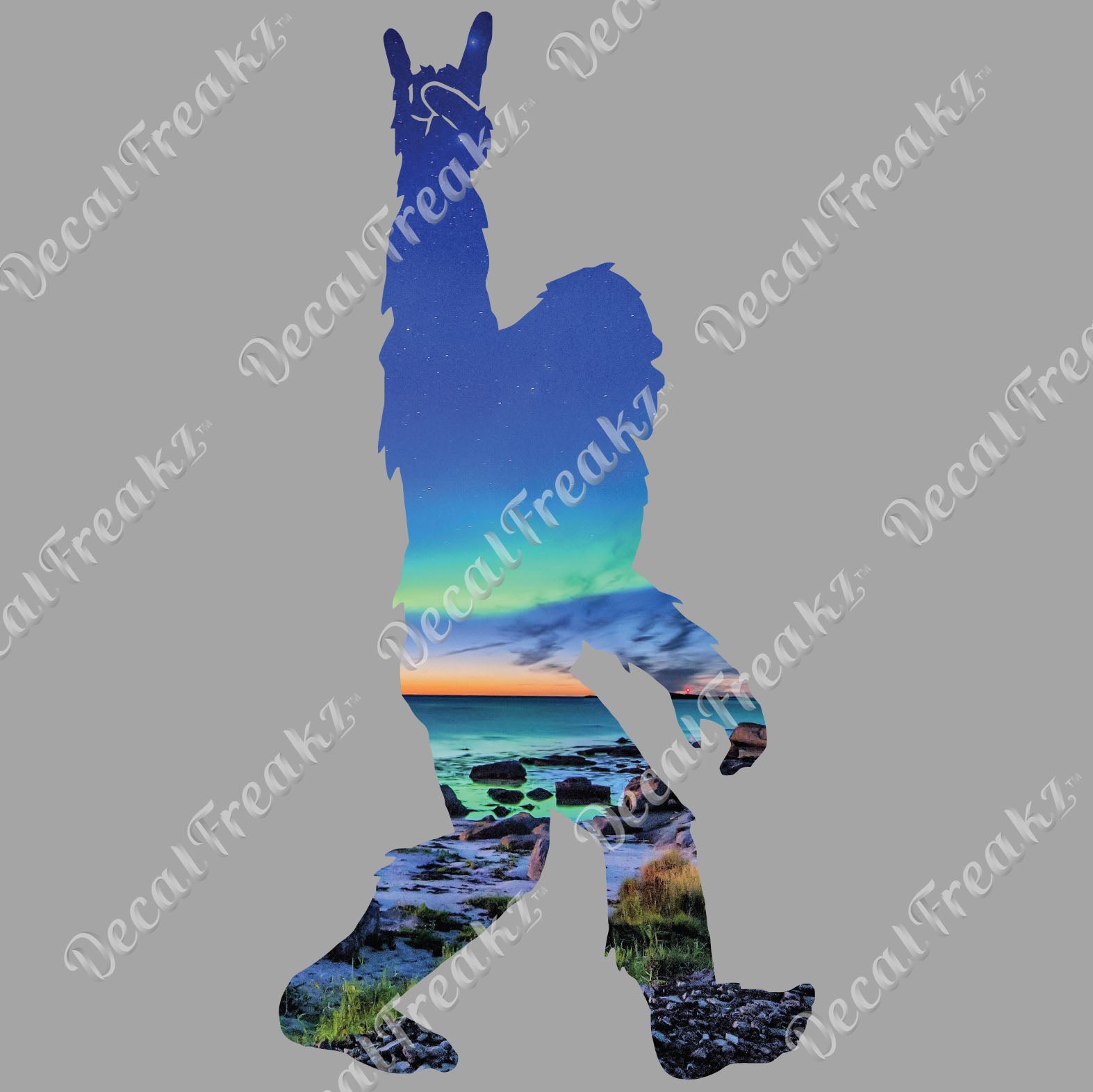 Beach Sunset Cutout Sasquatch Vinyl Decal - DecalFreakz